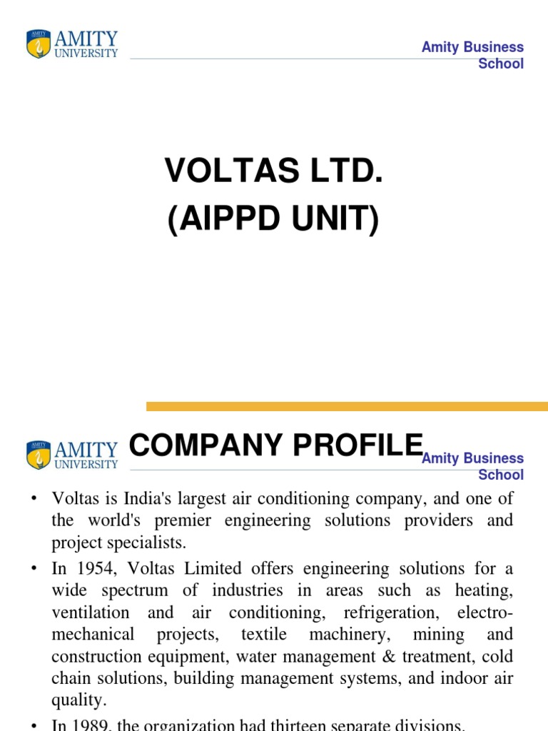 Voltas Ltd. (Aippd Unit) : Amity Business School | PDF | Economies ...