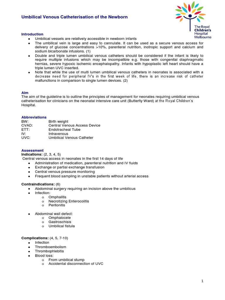 Umbilical Venous Catheterization Guidelines | PDF | Intravenous Therapy ...