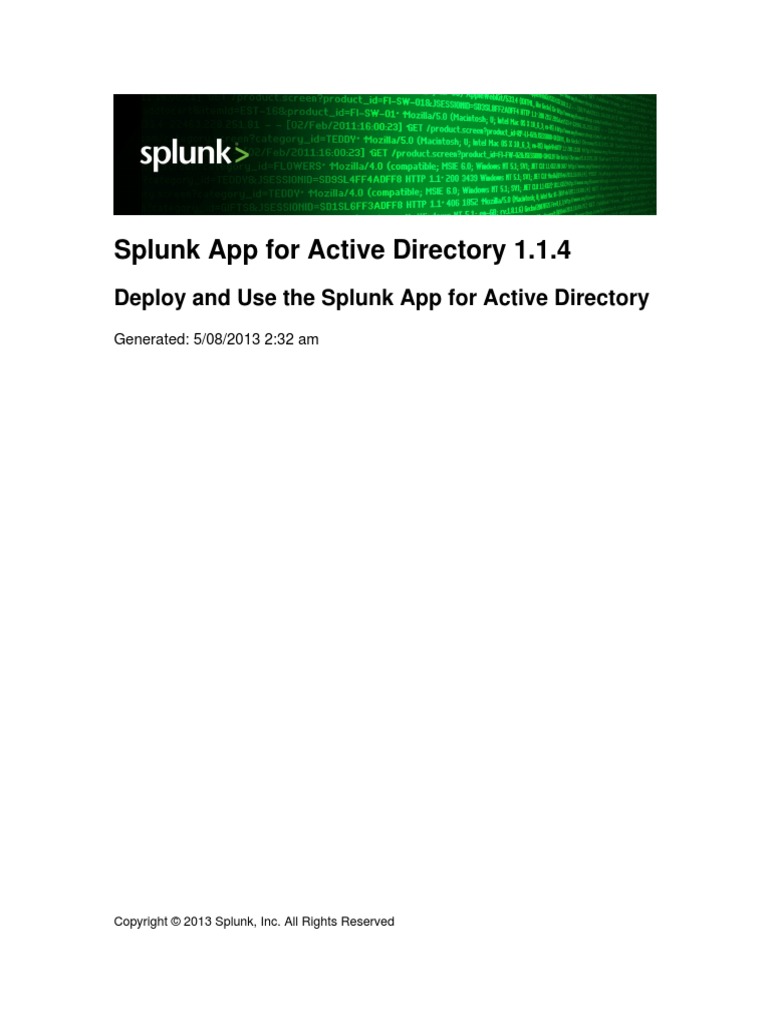 Splunk ActiveDirectory 1.1.4 DeployAD | PDF | Active Directory | Group ...