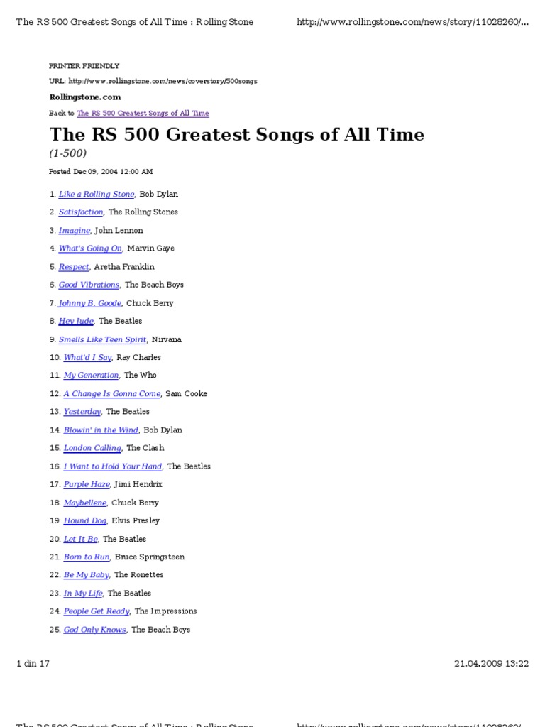 Best 500 Songs