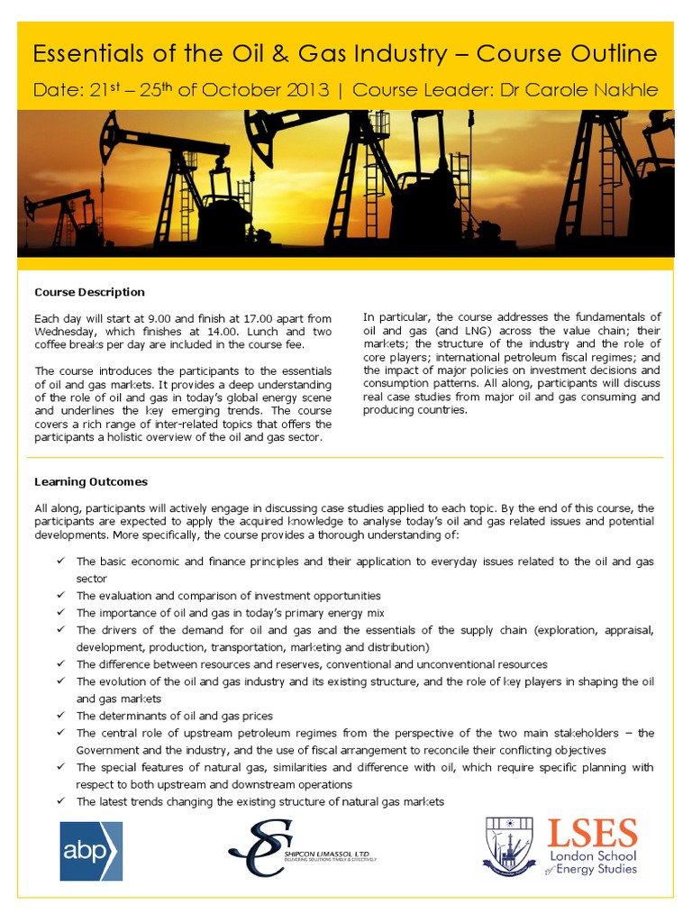 Essentials of the Oil & Gas Industry – Course Outline | Petroleum ...