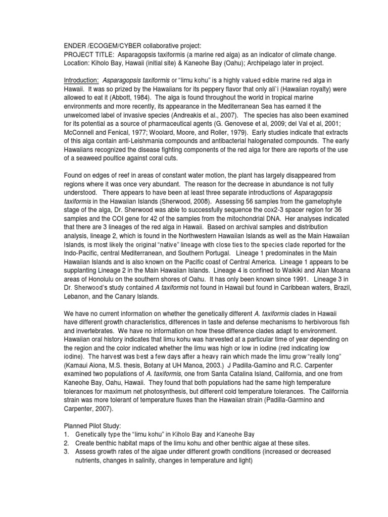 Limu Kohu Project 8-24-11 | PDF | Metabolomics | Algae