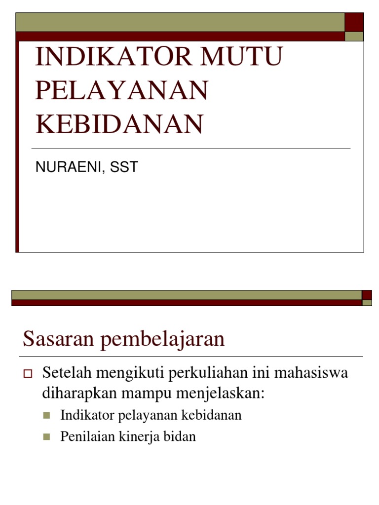 Indikator Mutu Pelayanan Kebidanan | PDF