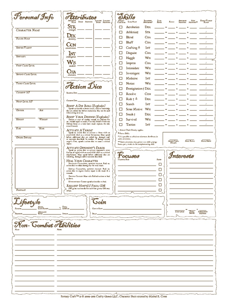 Fantasy Craft Variant Sheet B&W v1.5 Fillable | PDF | Gaming | Leisure ...