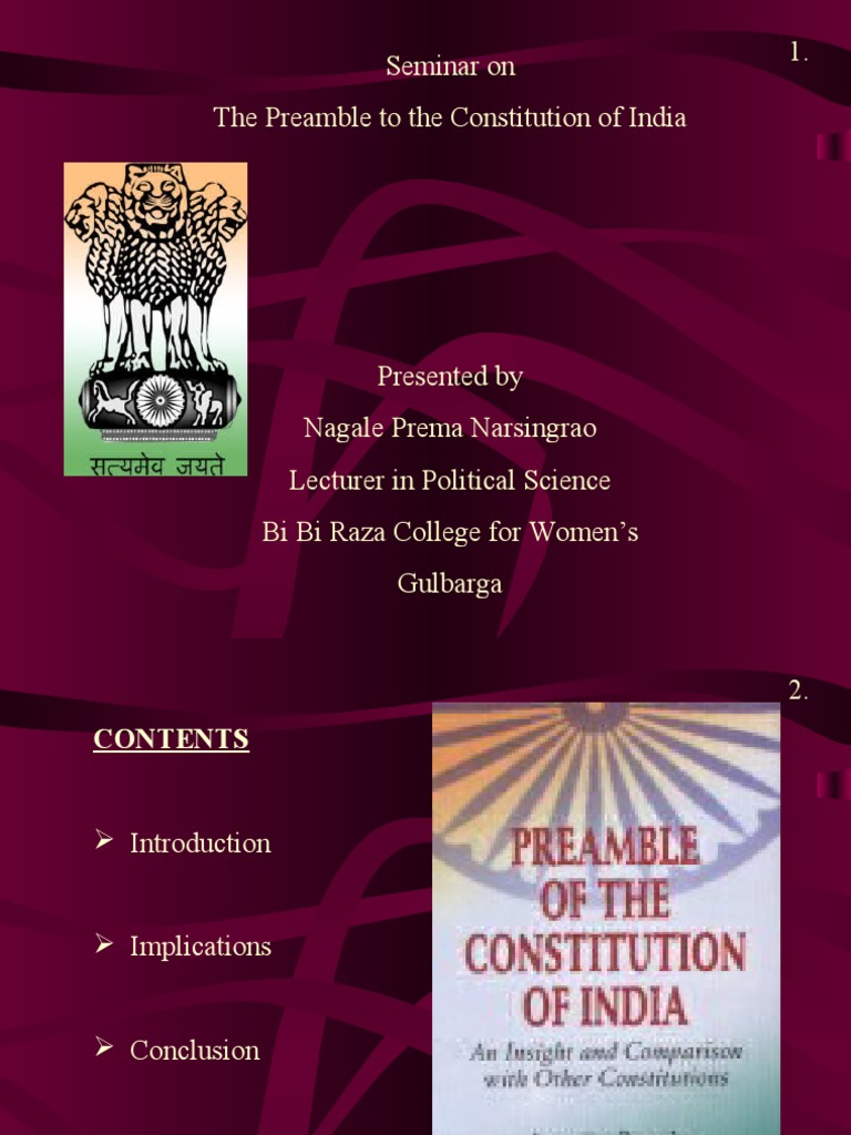 Preamble To The Constitution of India by Prema Nagale | PDF | Ethical Principles | Justice