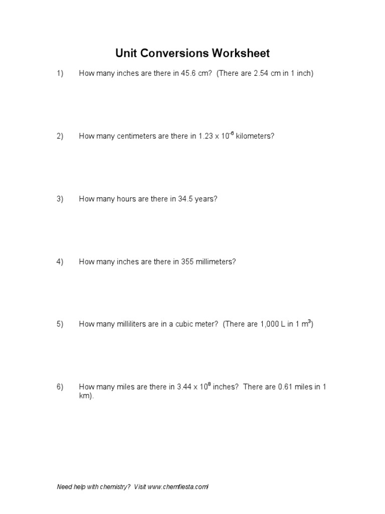 Unit Conversions Worksheet | PDF | Science & Mathematics | Technology ...