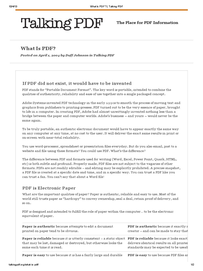 What Is PDF?: If PDF Did Not Exist, It Would Have To Be Invented | PDF ...