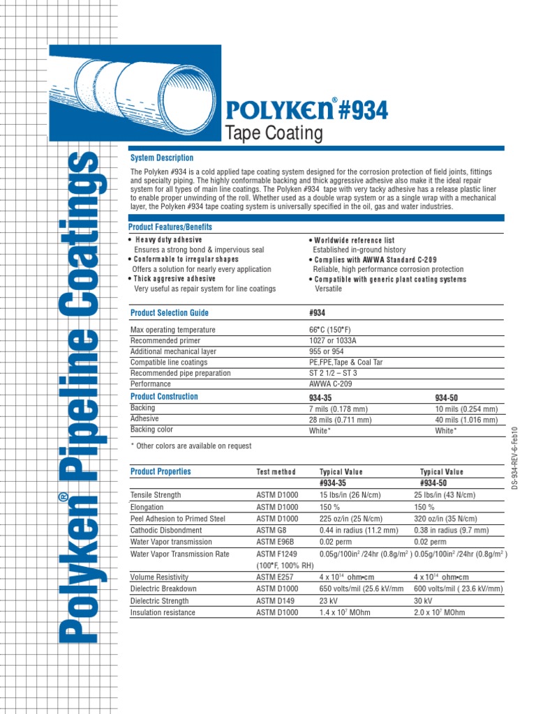 Polyken 934 Tape | PDF | Adhesive | Foot (Unit)