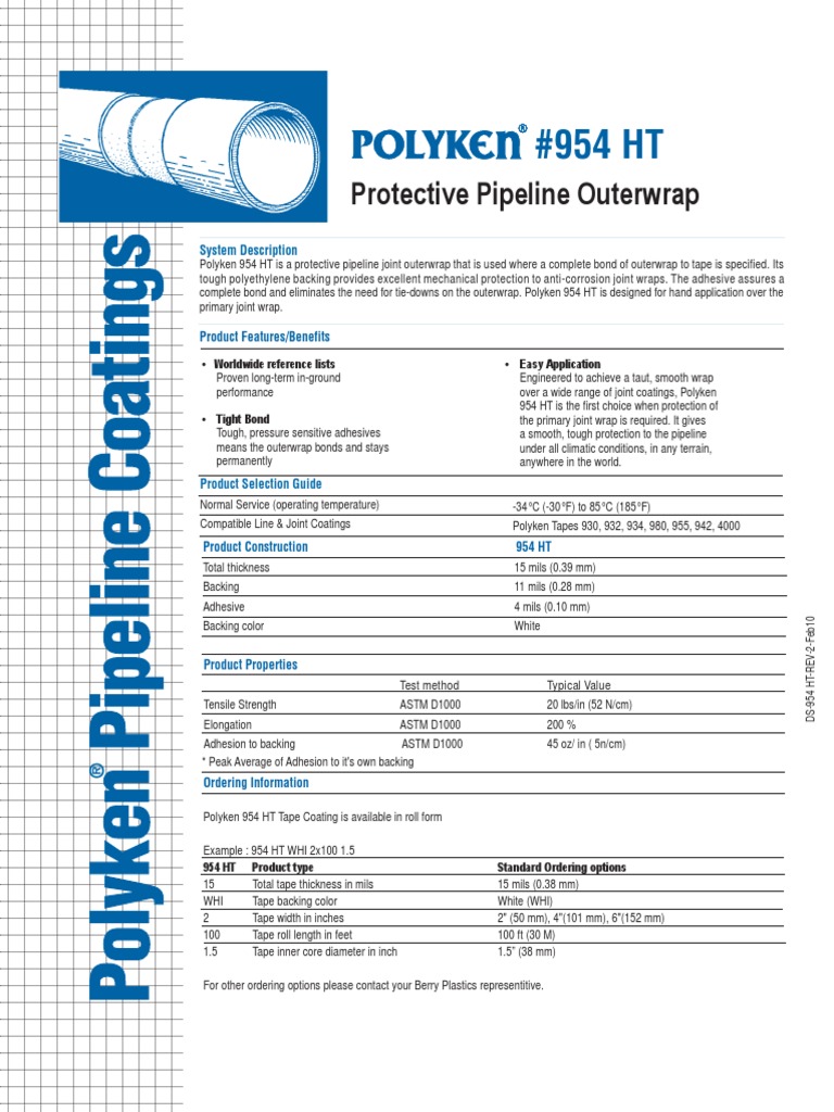 Polyken 954 Tape | PDF | Foot (Unit) | Adhesive