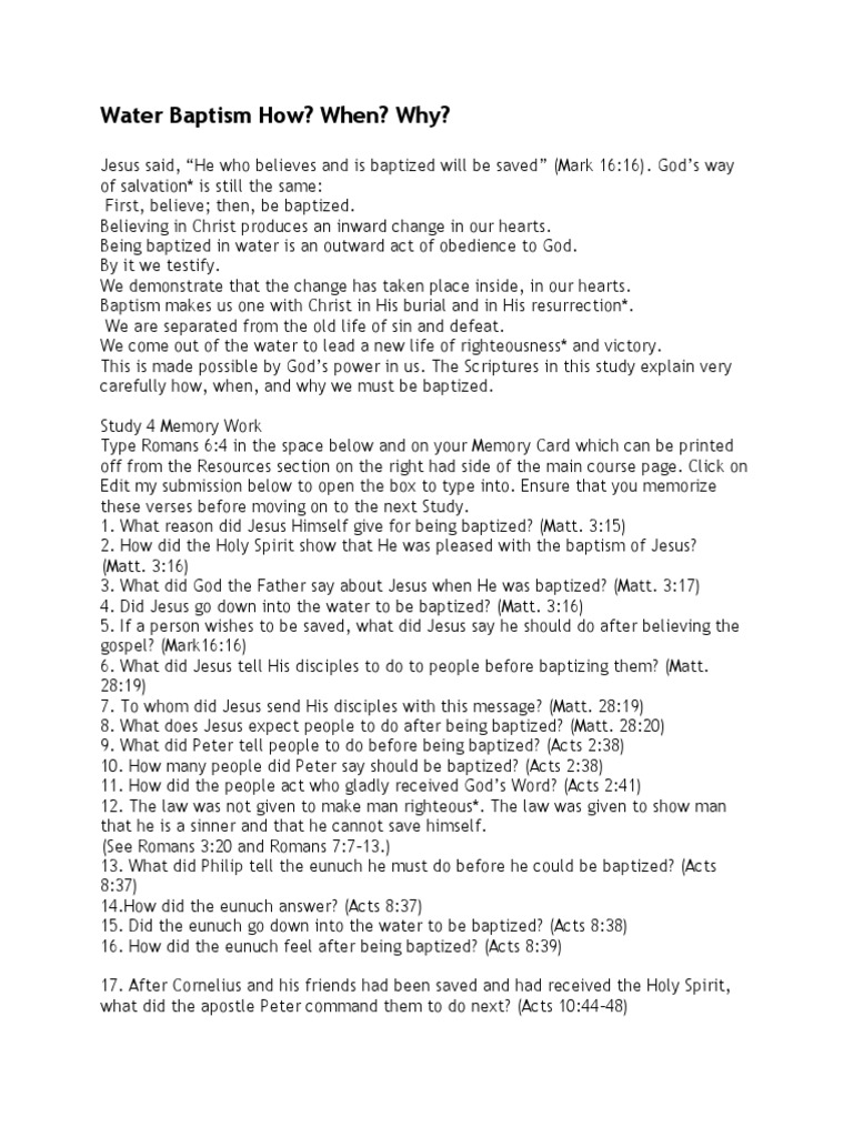 Water Baptism | PDF | Baptism | Acts Of The Apostles