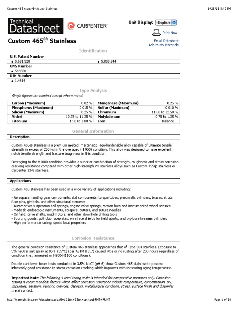 Custom 465 Stainless Steel | PDF | Stainless Steel | Steel