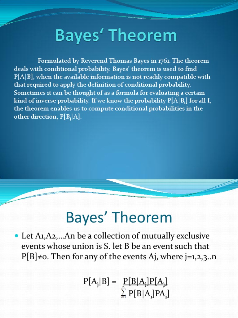 Bayes Theorem | PDF | Odds | Probability
