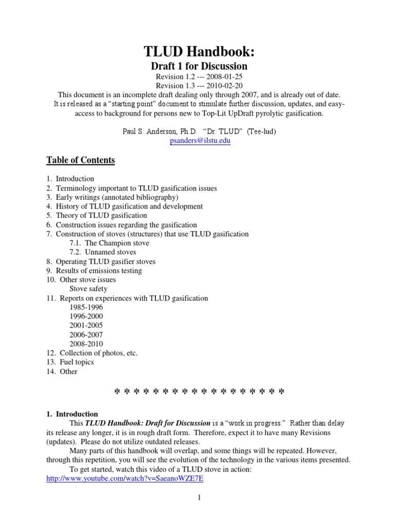 TLUD Gasification Handbook Overview | PDF | Stove | Chimney
