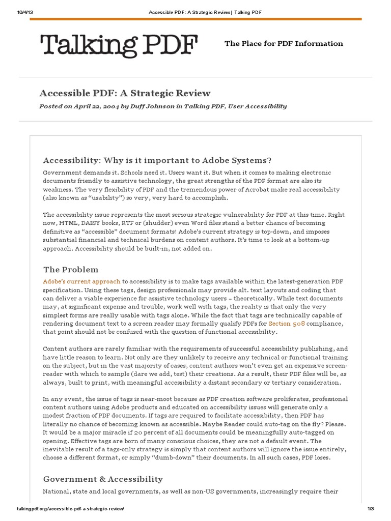 Accessible PDF - A Strategic Review | PDF | Adobe Systems | Computing ...