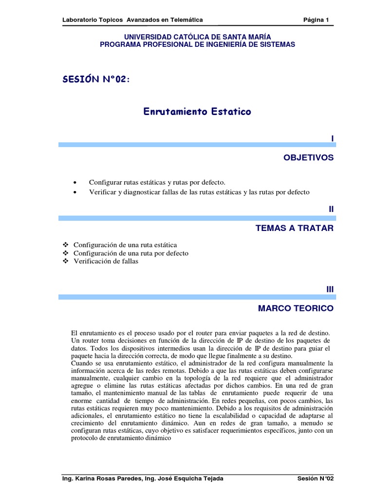 Practica 2 Enrutamiento Estatico 2013 | PDF | Enrutador (Computación) | Dirección IP