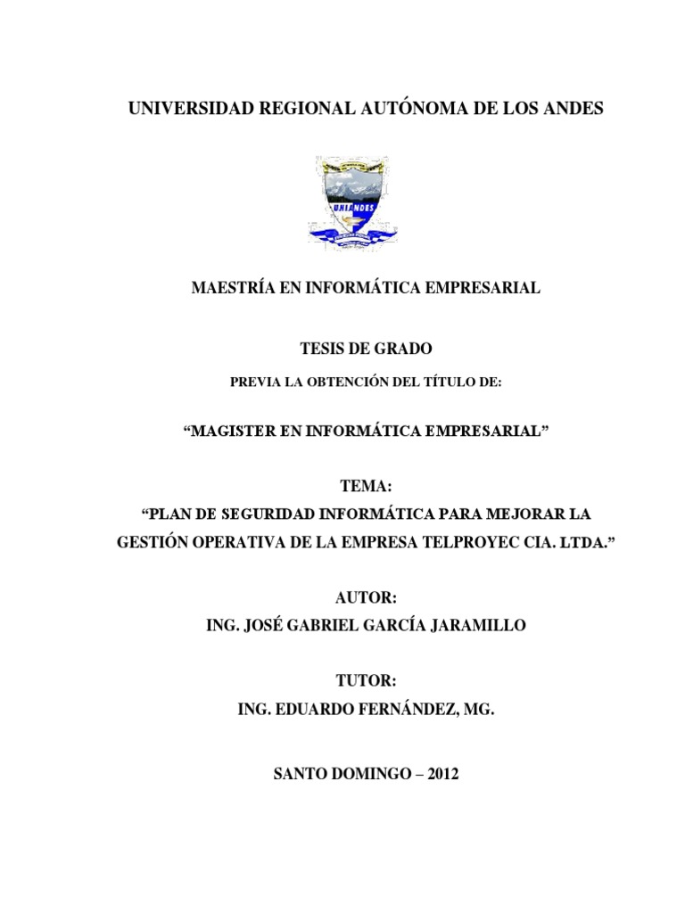 Tesis Maestria Informatica Jose Gabriel Garcia Jaramillo | PDF | La ...