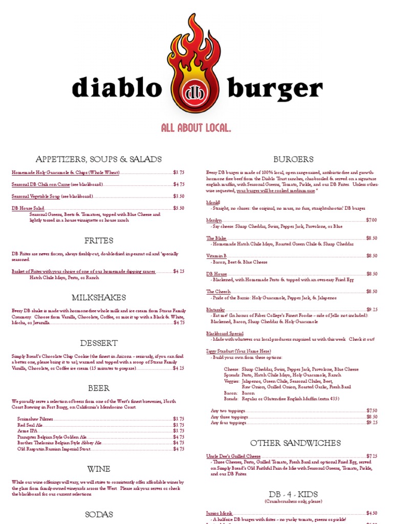 DB Menu 050709 | PDF | Hamburgers | French Fries