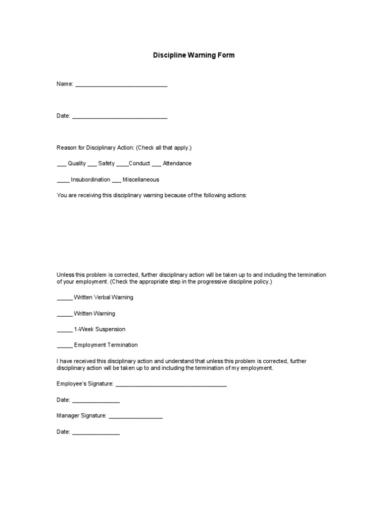 Discipline Form | PDF | Business