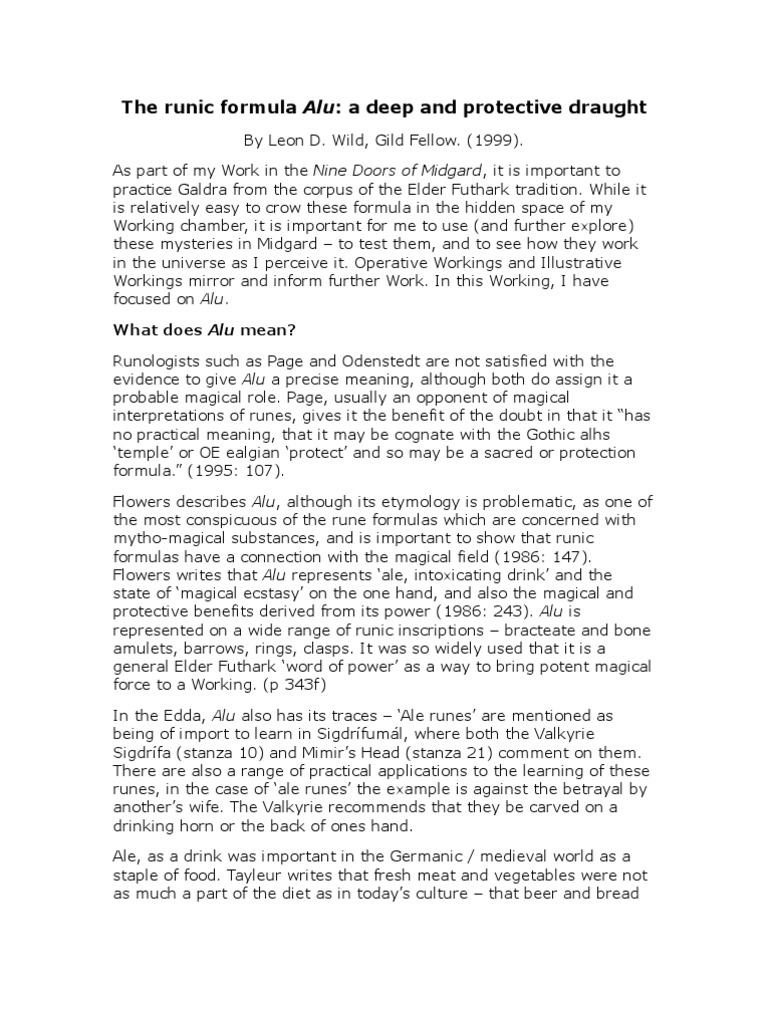 The Runic Formula Alu | PDF | Runes | Beverages