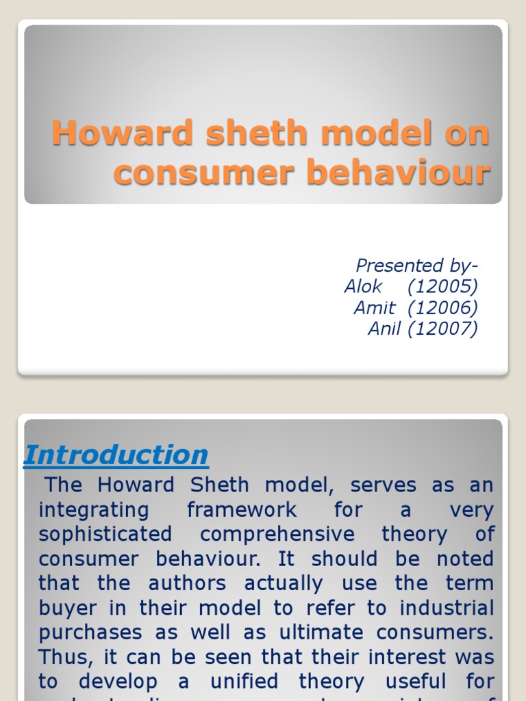 Howard-Sheth Model of Consumer Behavior | PDF | Consumer Behaviour ...