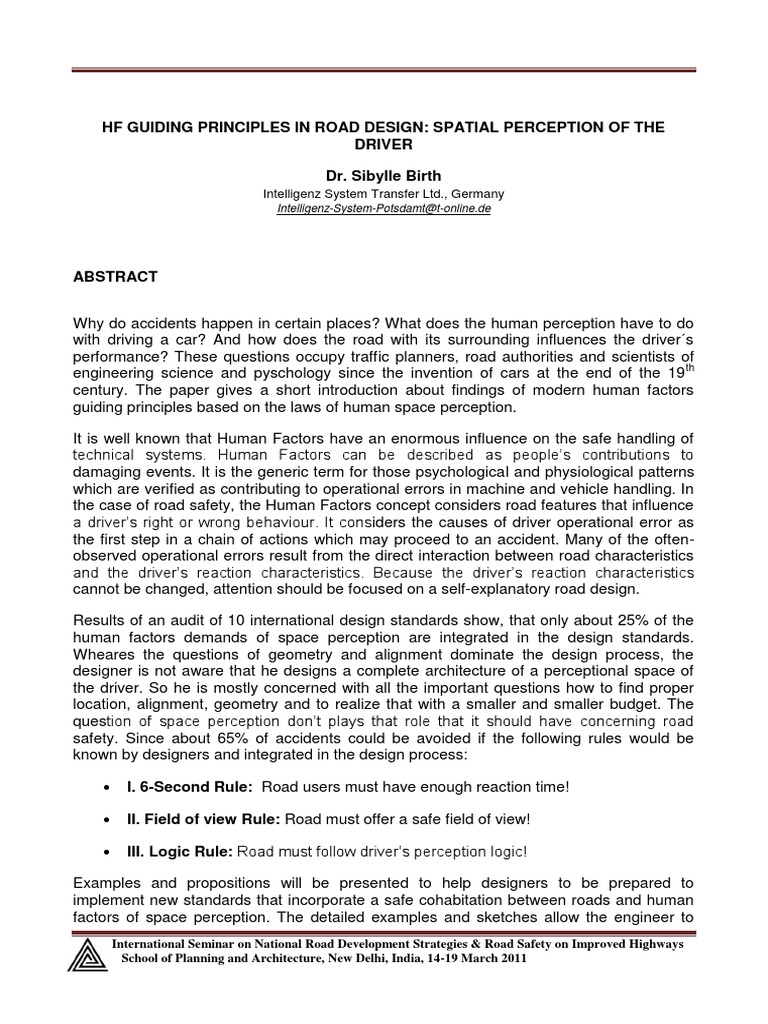 HF Guiding Principles in Road Design | PDF | Traffic Collision | Human ...