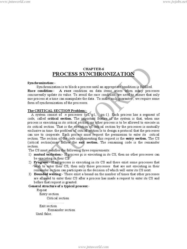 Process Synchronization Chapter 6 Pdf Theoretical Computer Science Concurrency Computer