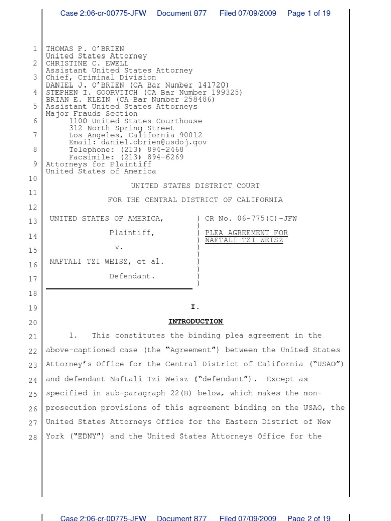 Spinka Plea Agreement | PDF | Plea | United States Federal Sentencing ...