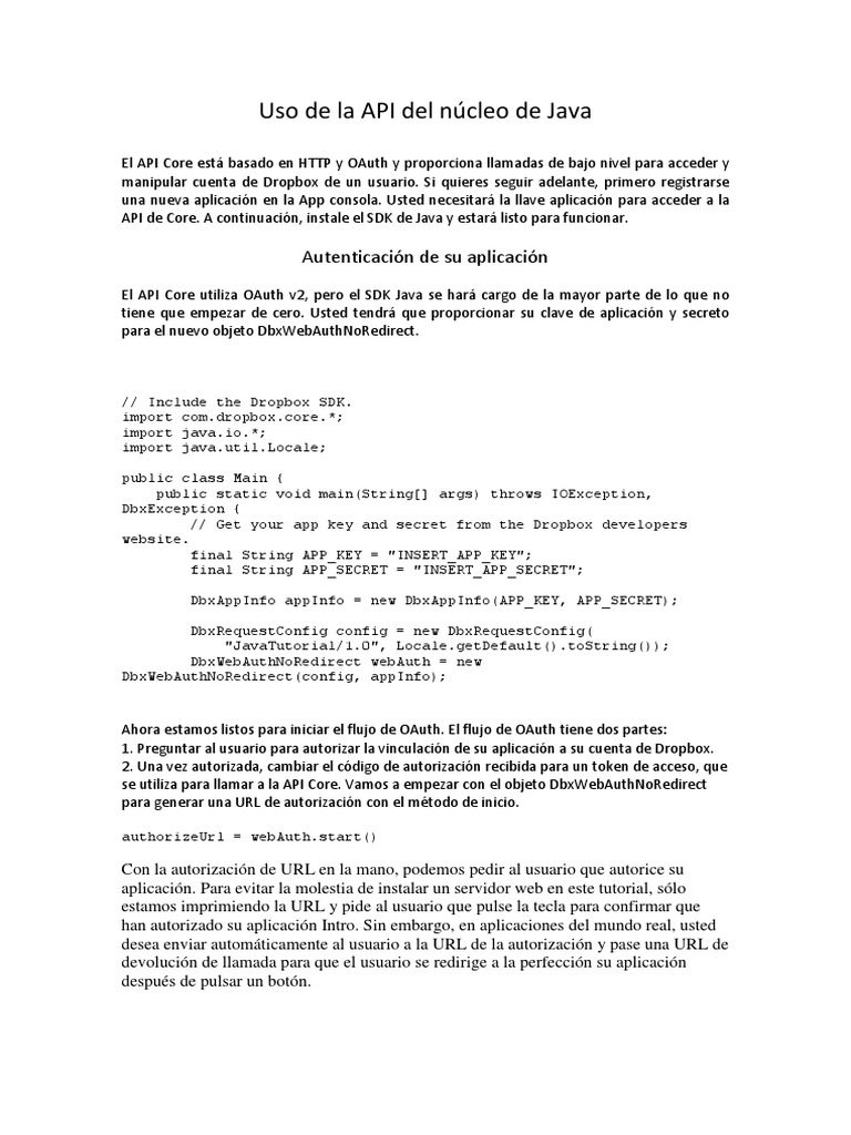 Uso de La API Del Núcleo de Java PDF | PDF | Archivo de computadora | Java (lenguaje de ...