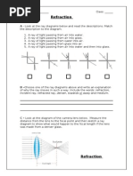 Reflection Refraction Worksheet | PDF | Reflection (Physics) | Refraction