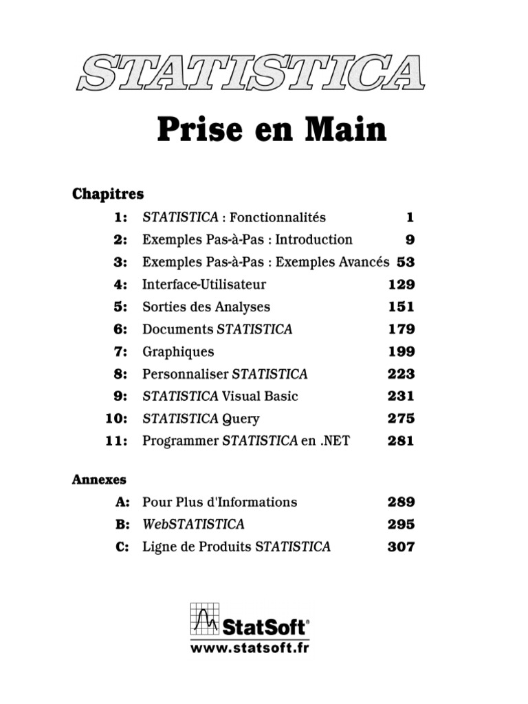 STATISTICA Quick Reference | PDF | Corrélation (statistiques) | Impression