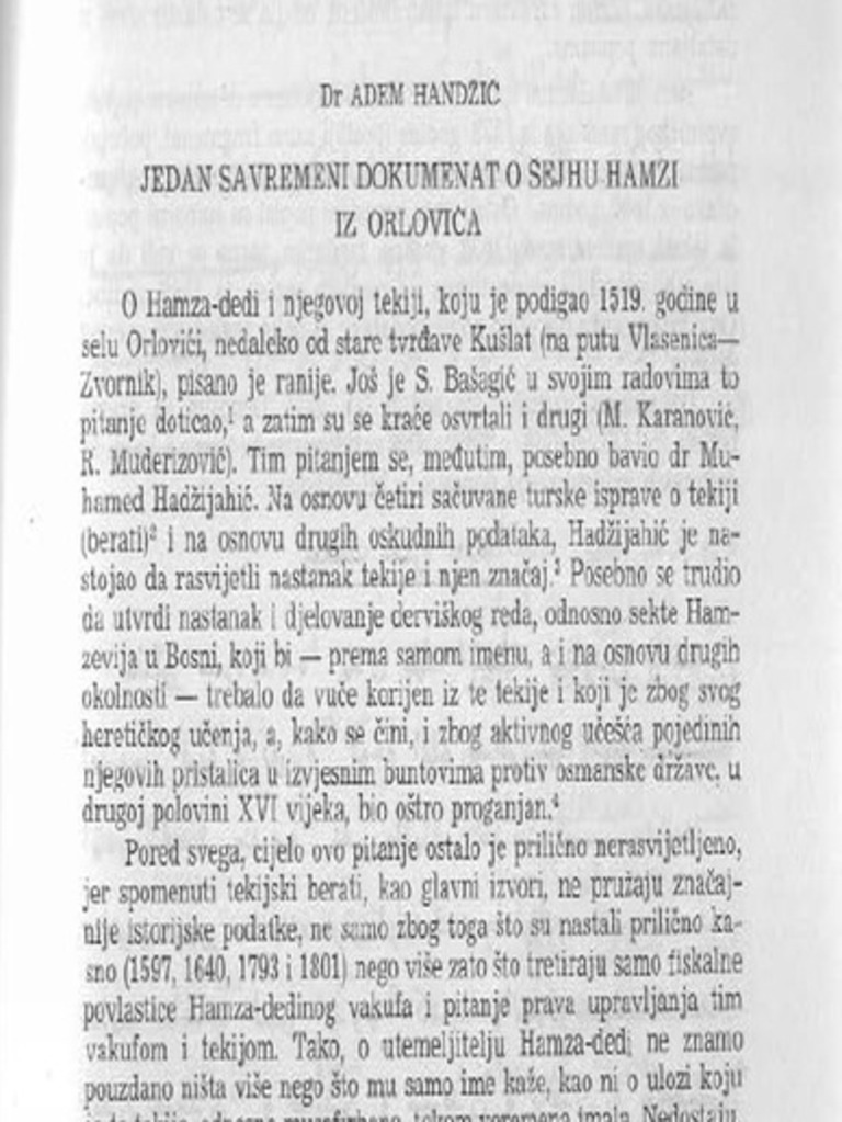 Adem Handzic - Sejh Hamza - Izvori o Hamzevijama | PDF