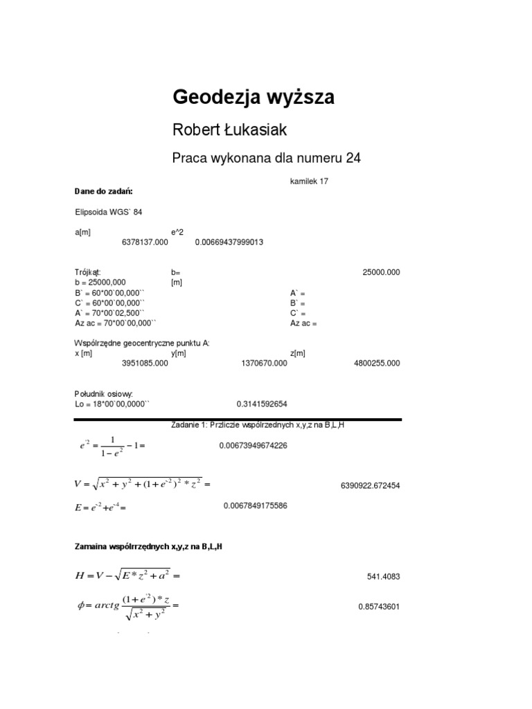 Geodezja Wyższa | PDF