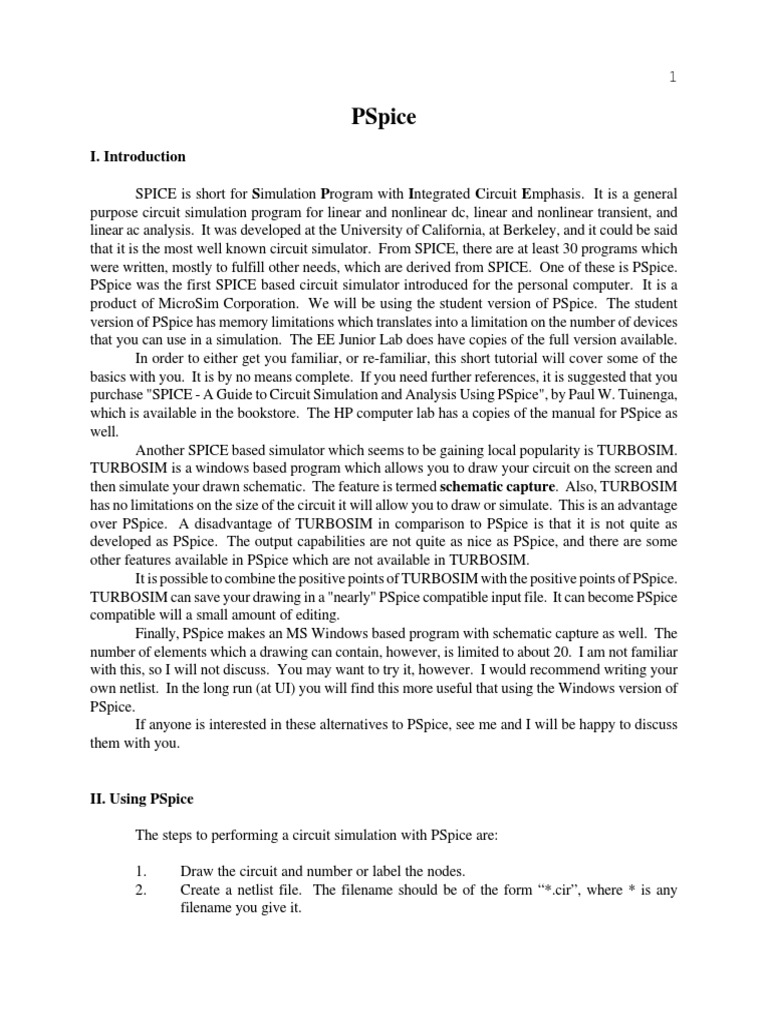 Pspice Tutorial | PDF | Spice | Bipolar Junction Transistor