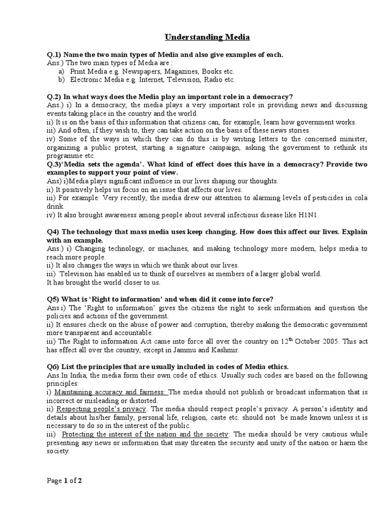 Types and Roles of Media in Democracy | PDF | Freedom Of Information ...