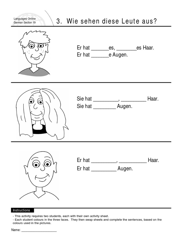 German Descriptive Activity for Students | PDF | Art