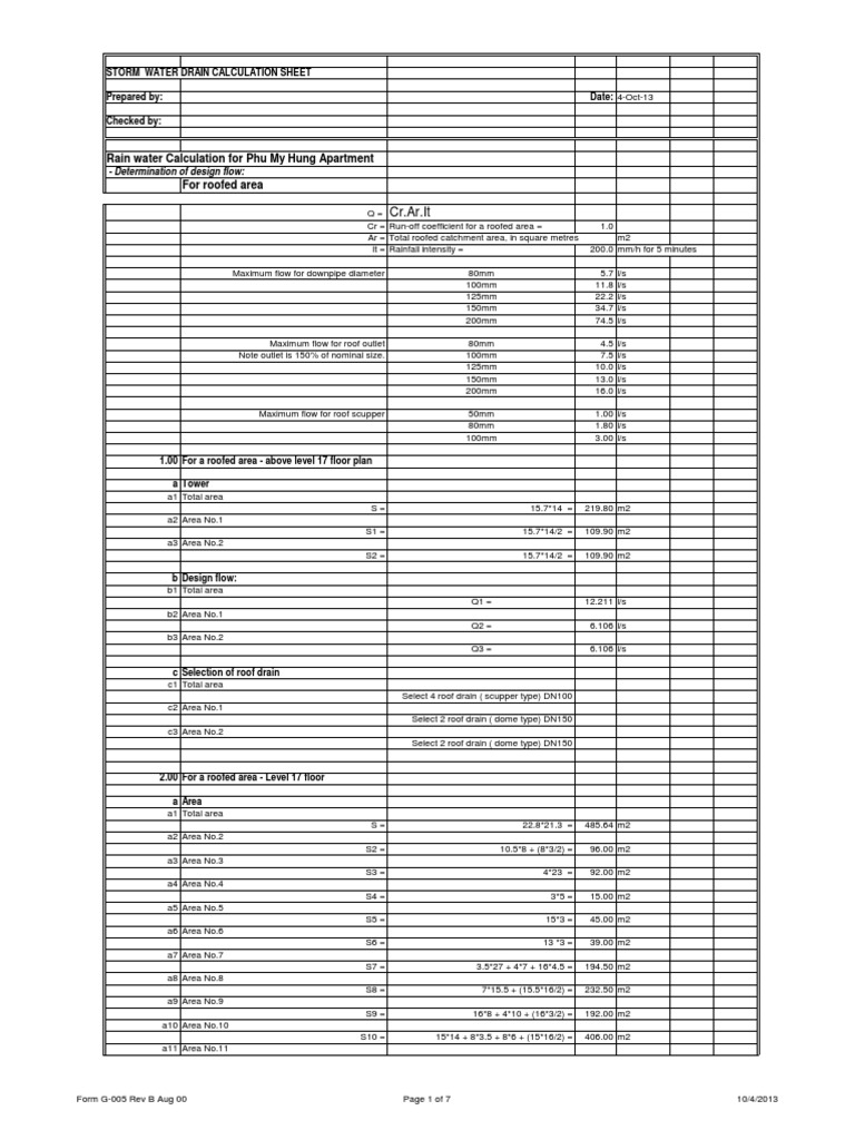 Storm Water Calculation | PDF | Storm Drain | Drainage Basin