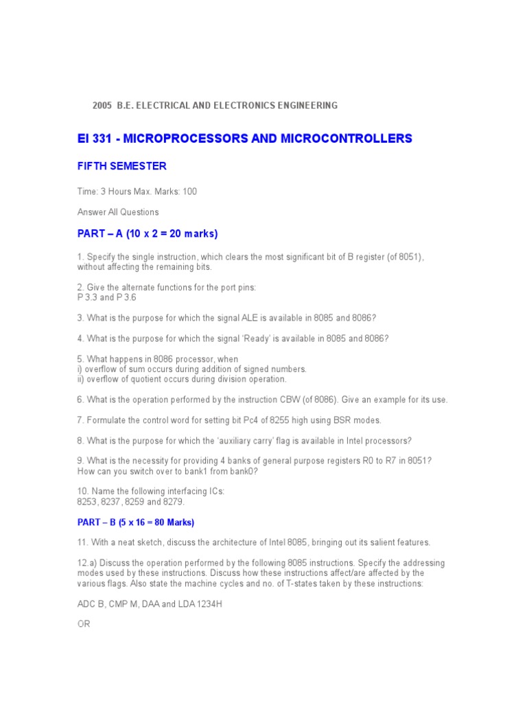 MPMC University Questions PDF | PDF | Instruction Set | Microcontroller