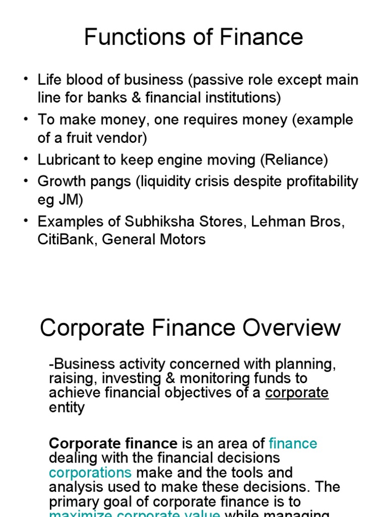 Corporate Finance Overview | PDF | Leverage (Finance) | Market Liquidity
