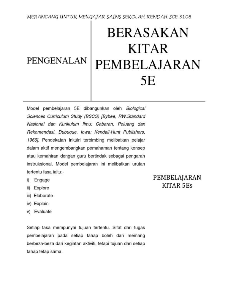 Pembelajaran 5E | PDF | Karier & Perkembangan