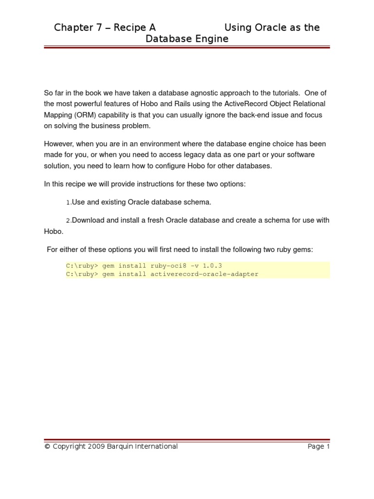 Chapter 07 Recipe A Oracle 2009-04-01 | PDF | Oracle Database | Databases
