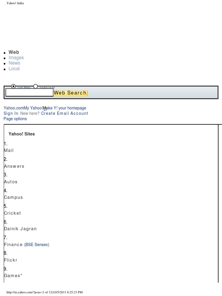 Yahoo! India | PDF | Yahoo! | Websites