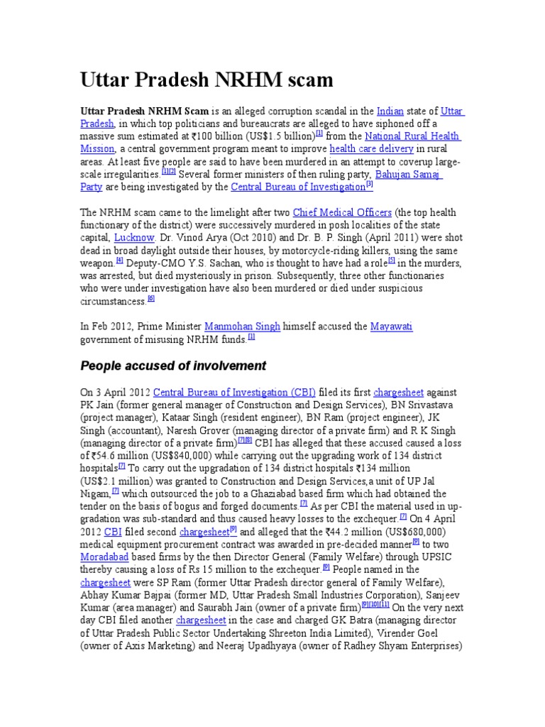 Uttar Pradesh NRHM Scam | PDF | Government Of India | Independent India