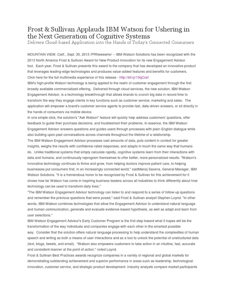 IBM Watson | PDF | Watson (Computer) | Computing