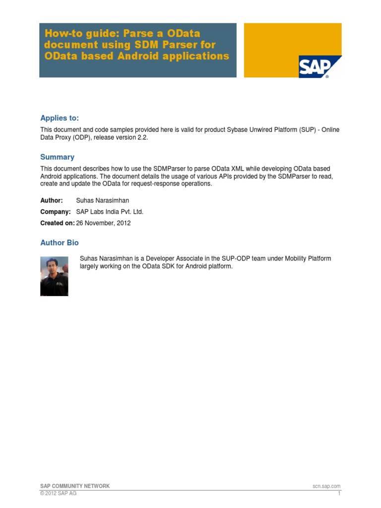 How To Parse A Odata Document Using Sdm Parser For Odata Based Android Applications Pdf Xml