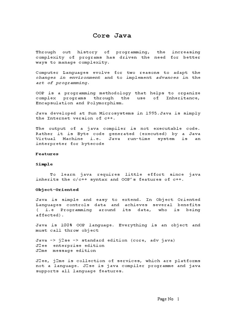 Core Java Material Pdf Inheritance Object Oriented Programming Class Computer Programming 1396