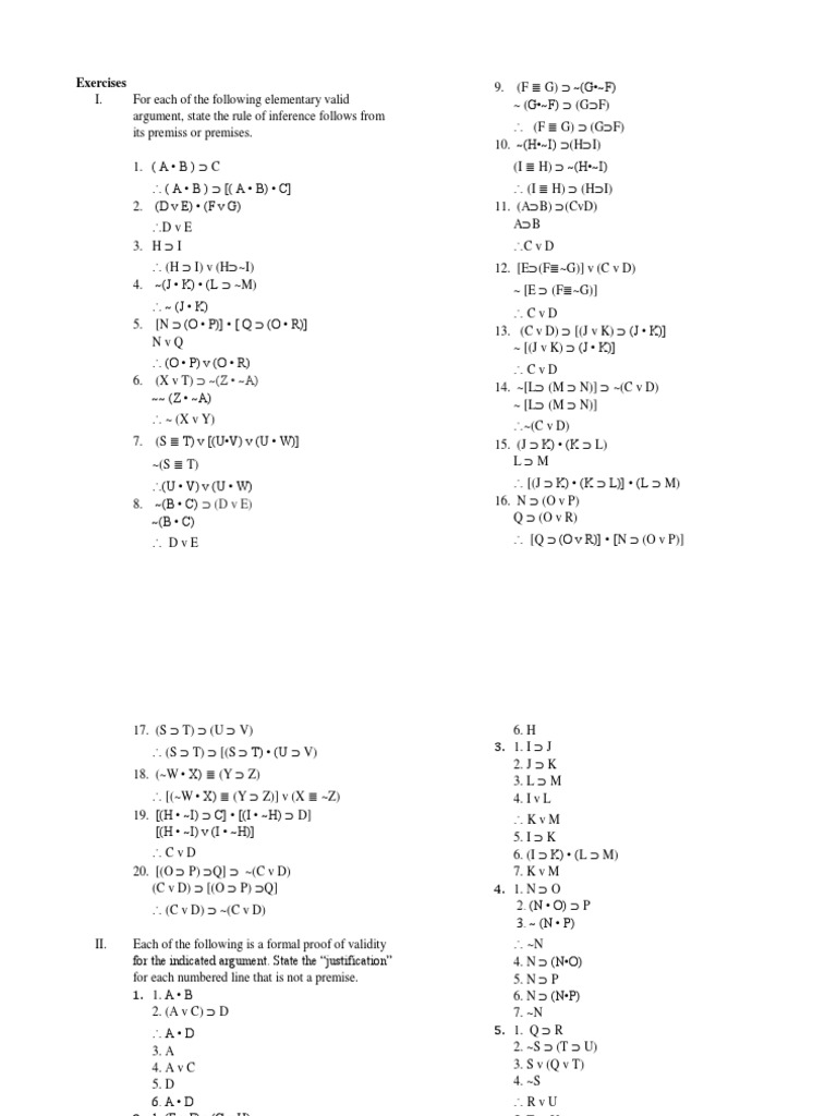 Philo 11 Exercises | PDF | Validity | Logical Consequence