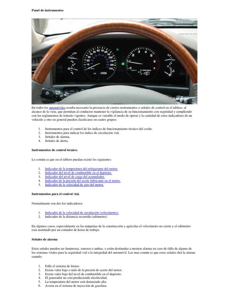 Componentes del Panel de Instrumentos Vehicular | PDF | Coche | Vehículos