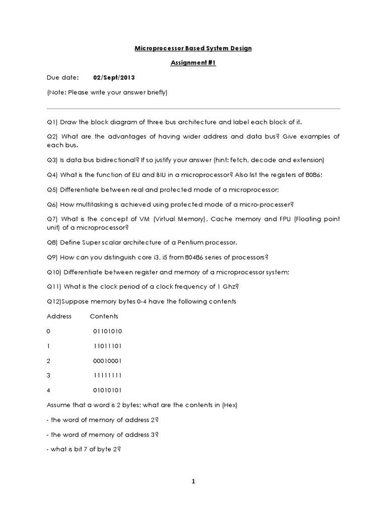 Assignment 1 | PDF | Assembly Language | Microprocessor