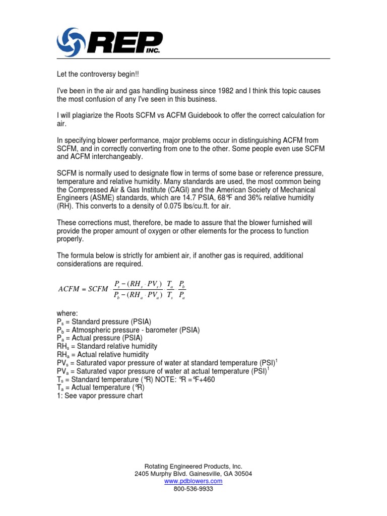 Scfm To Psi Conversion Table