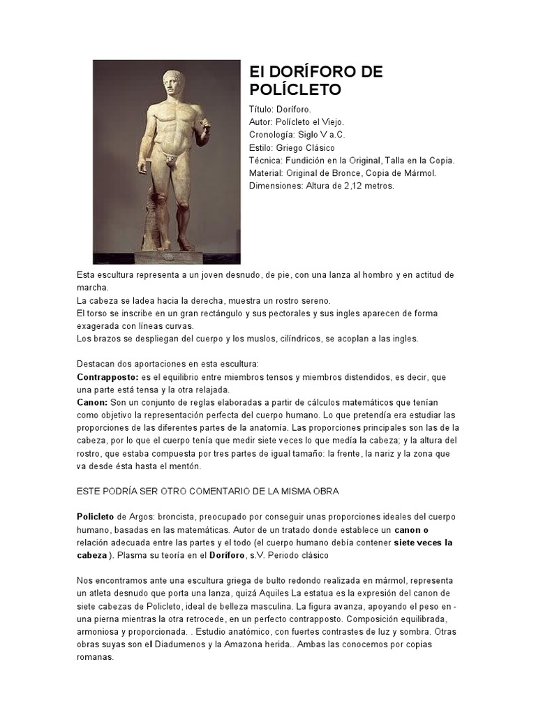 El Doríforo de Policleto: Canon Griego | PDF